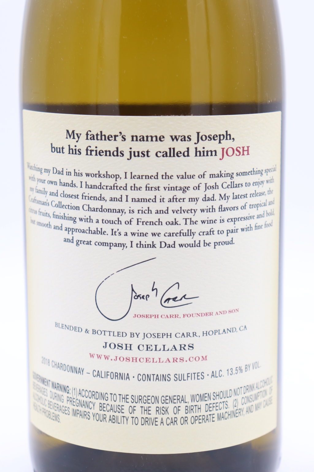 Josh Cellars Craftsman Chardonnay 2018 - Old Vine Wine & Spirits