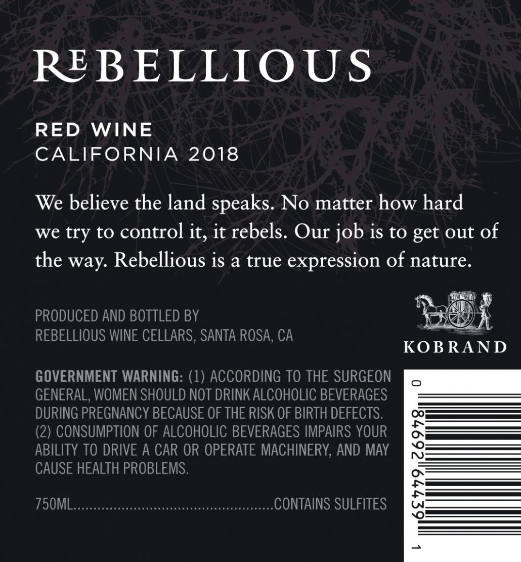 Rebellious 2018 Red Wine - California - Old Vine Wine & Spirits